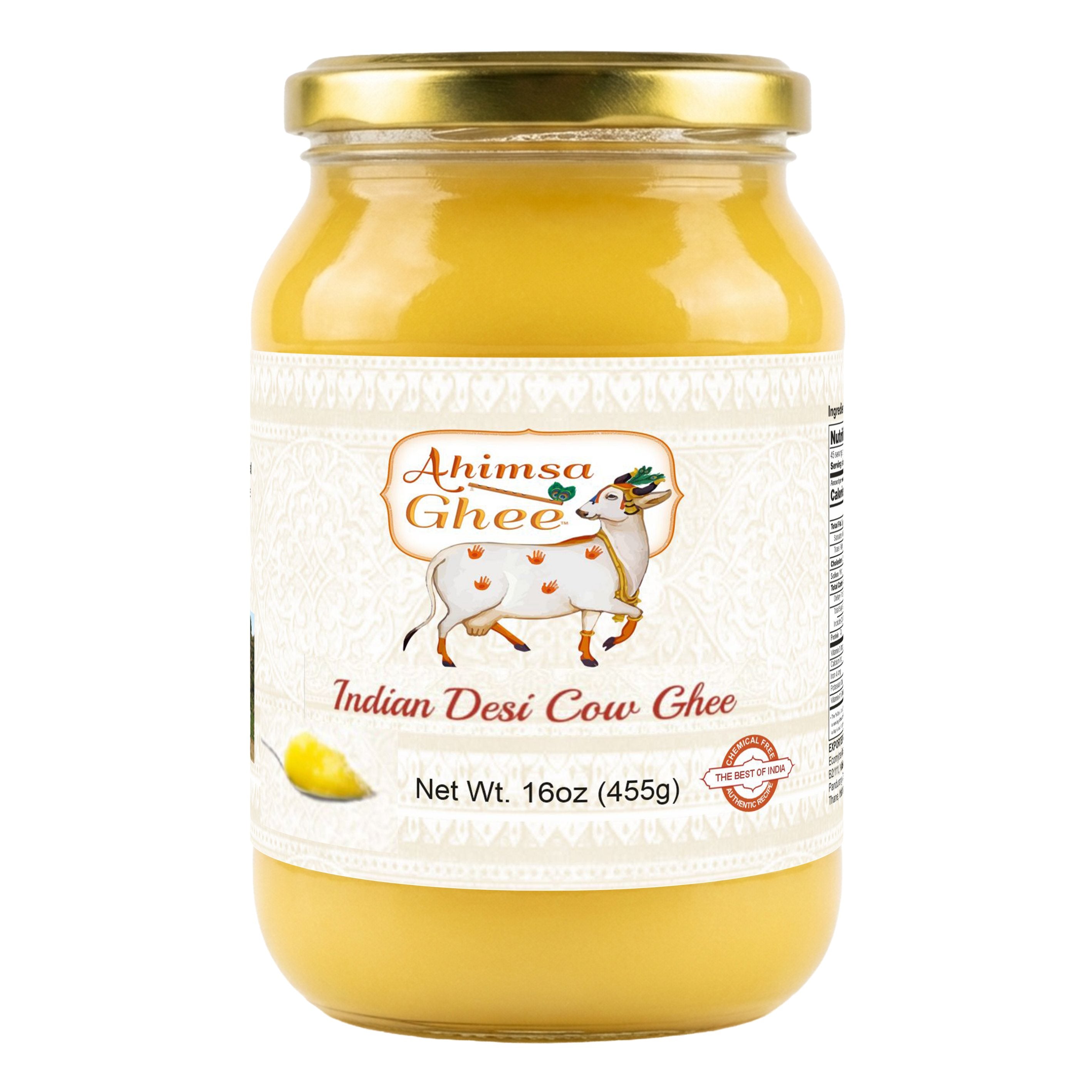 Ahimsa Ghee - Pure Indian Desi Cow A2 Cultured Ghee, 16oz – Ahimsa Products