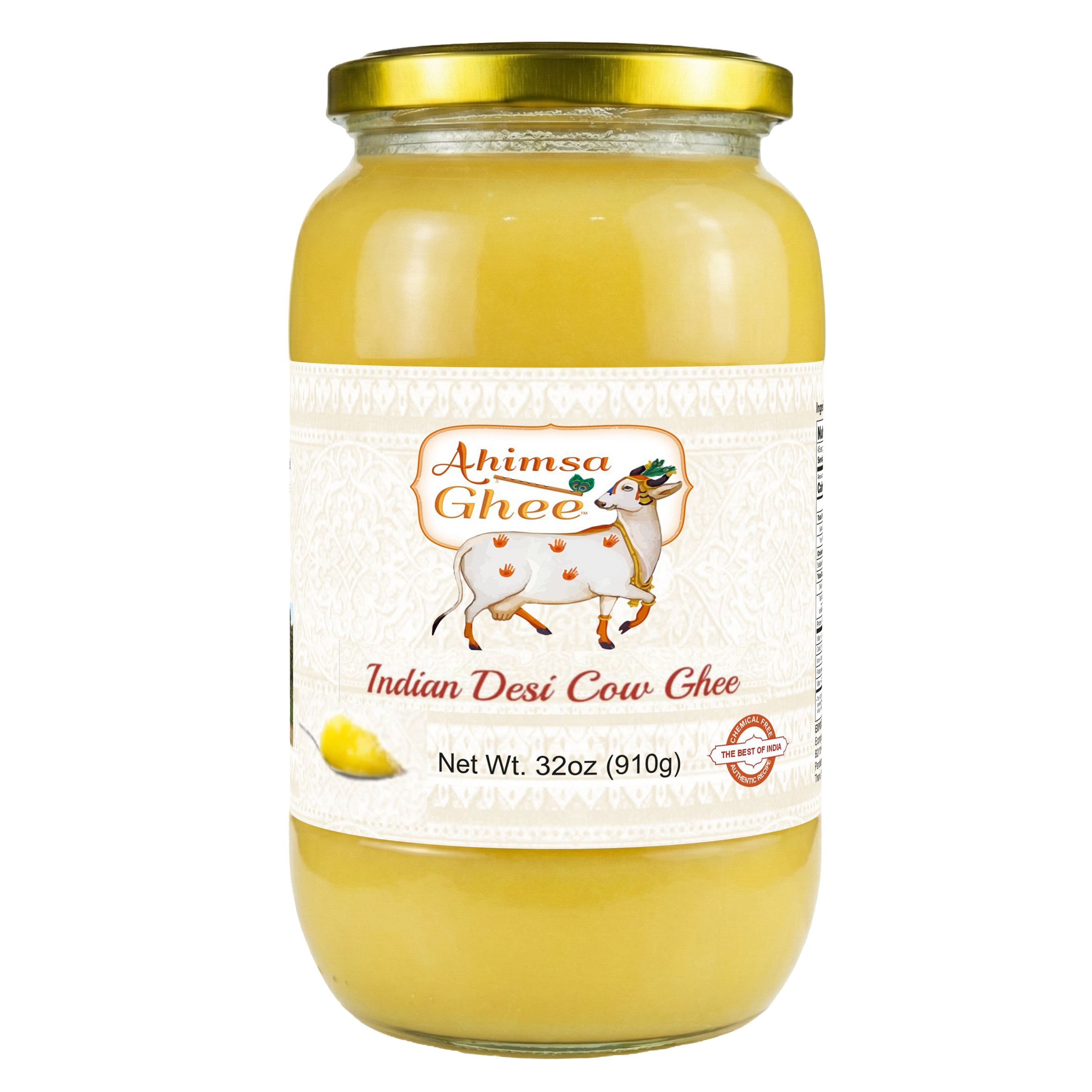 Ahimsa Ghee - Pure Indian Desi Cow A2 Cultured Ghee, 32oz – Ahimsa Products